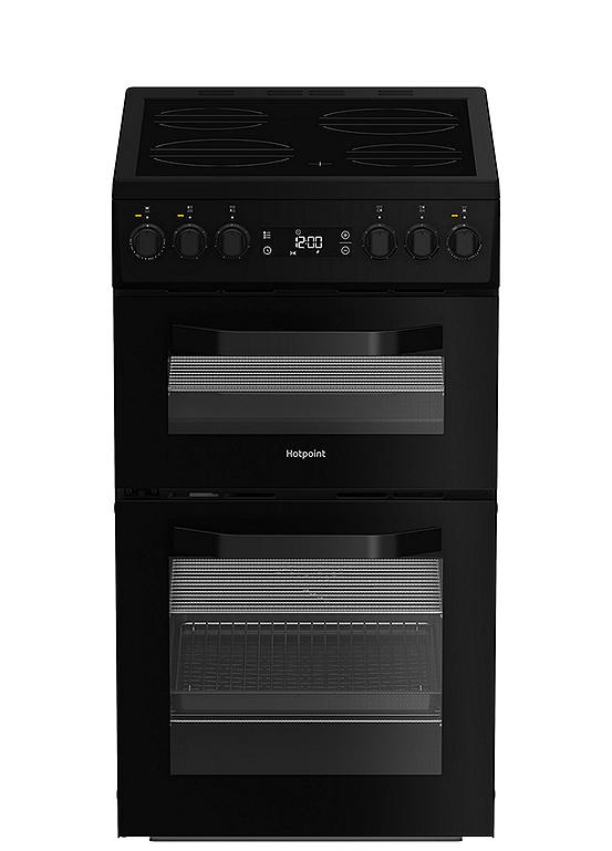 Hotpoint HDE5VDCB 50cm Electric Double Cooker with Ceramic Hob - Black ...