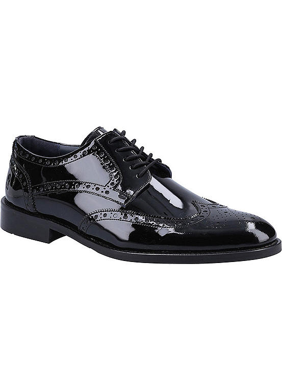 Hush Puppies Black Dustin Brogue Patent Shoes | Grattan
