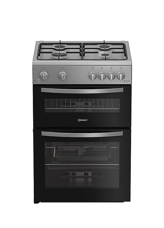 Indesit IDG6GS 60cm Gas Double Cooker - Silver | Grattan