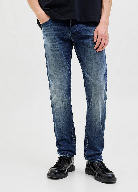 Jack & Jones Glenn Blue Wash Slim Jeans | Grattan