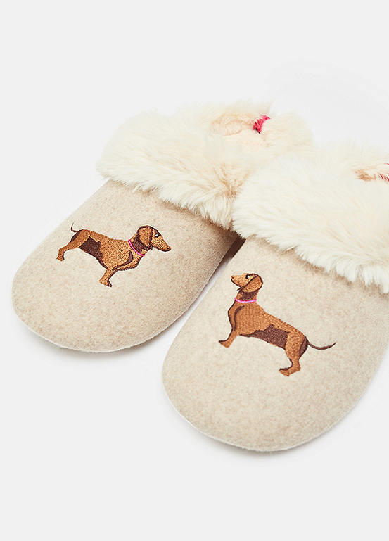 Joules Sausage Dog Felt Slippers | Grattan