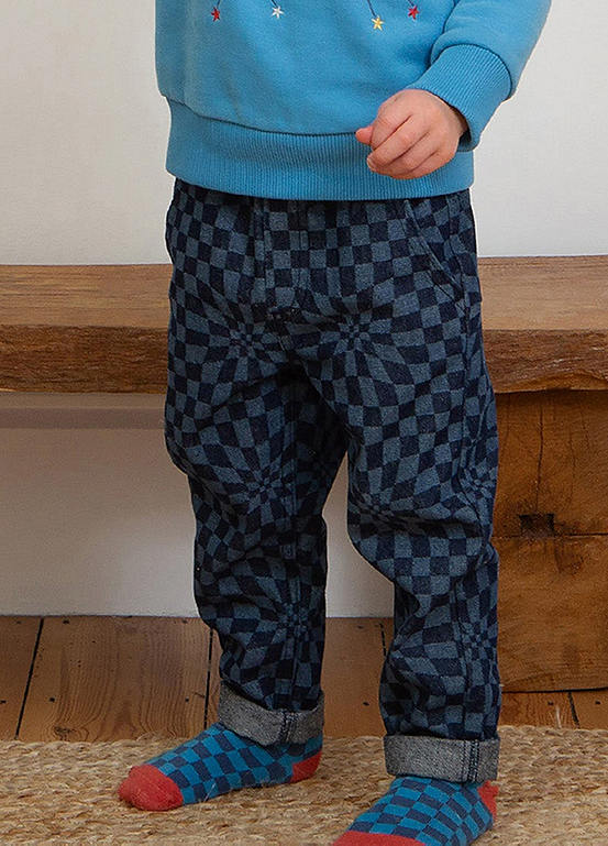 Kite Chequerboard Denim Organic Cotton Pull Ups | Grattan