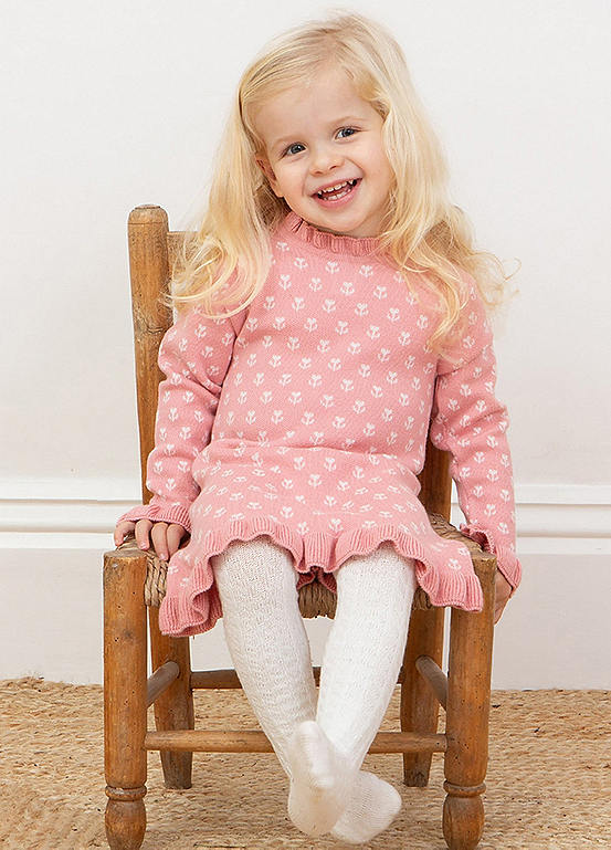 Kite Flower Fable Knit Baby & Kids Organic Cotton Dress | Grattan