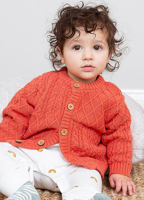 Kite My First Cotton Cardi Burnt Orange | Grattan