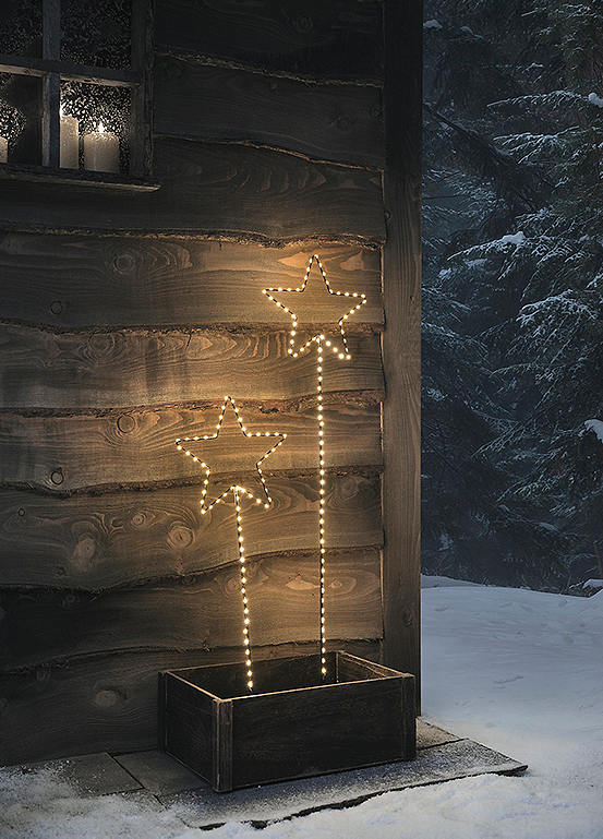Lights4Fun Set of 2 Micro LED Star Silhouette Stake Lights | Grattan