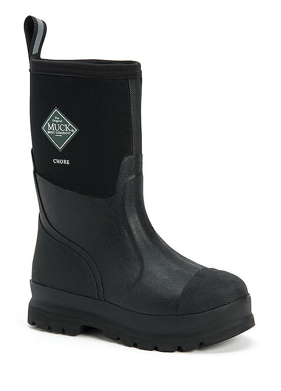 Muck Boots Black Chore Classic Mid Patterned Wellington Boots | Grattan