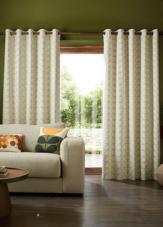 Orla Kiely Linear Stem Pair of Lined Eyelet Curtains | Grattan