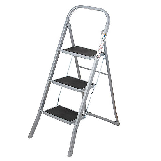 Our House Rubber Tread Steel 3 Tier Step Ladder | Grattan