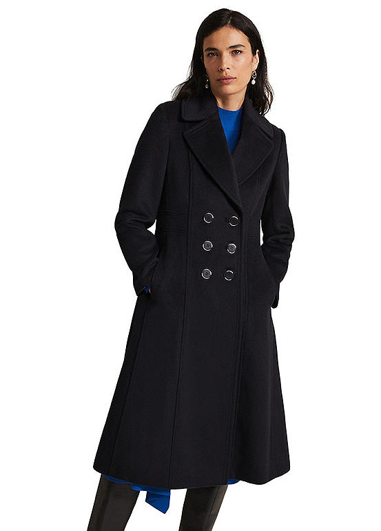 Phase Eight Sandra Navy Long Smart Coat | Grattan