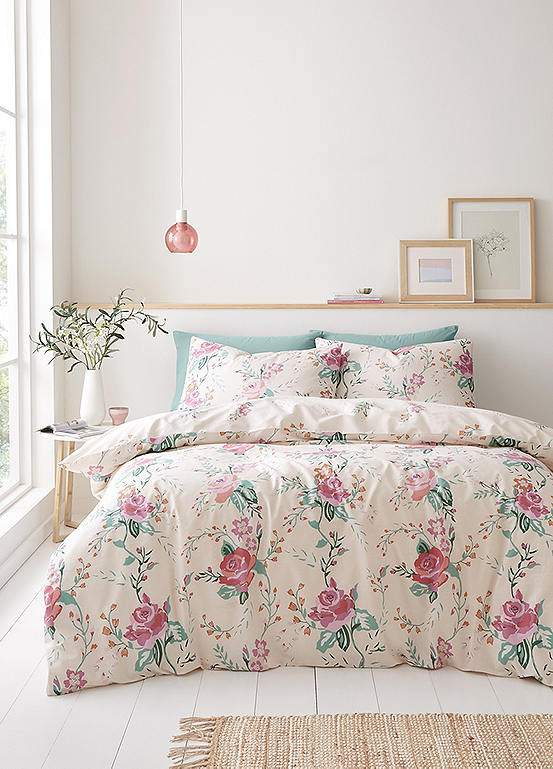 Portfolio Home Rose Garden Cream Duvet Cover Set | Grattan