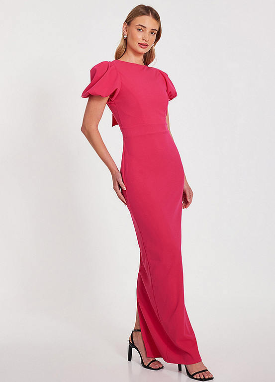 Quiz Scuba Crepe Maxi Dress with Puff Sleeves | Grattan