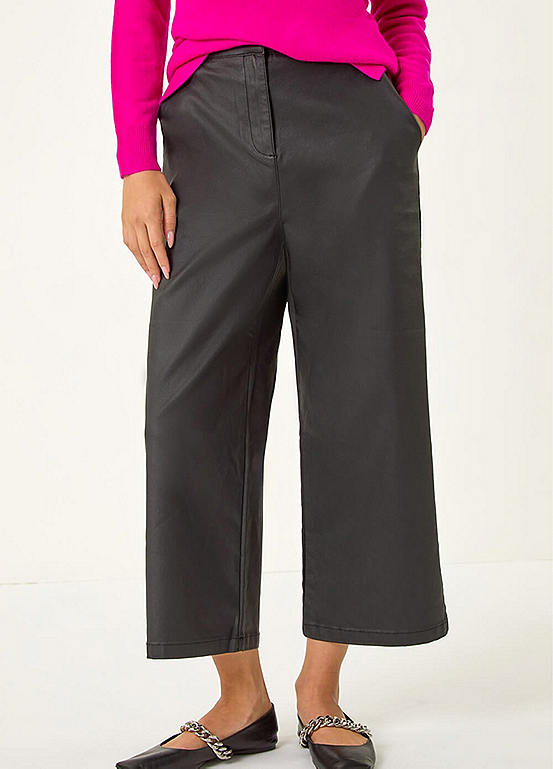 Roman Coated Wide Leg Cropped Trousers | Grattan