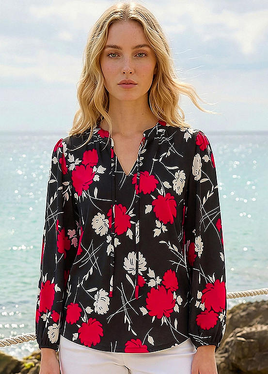 Roman Floral Tile Print Stretch Top | Grattan
