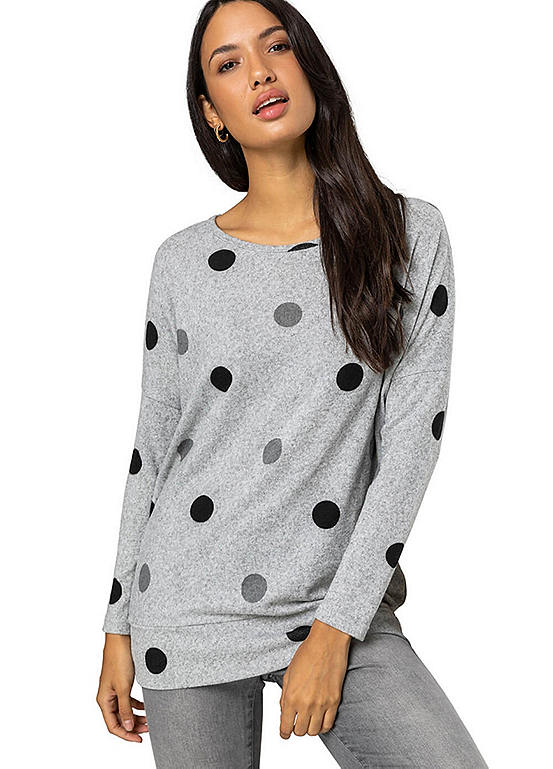 Roman Polka Dot Blouson Long Sleeve Jersey Tunic Top | Grattan