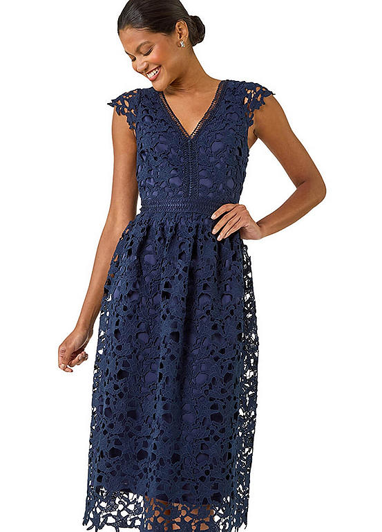 Roman Premium Crochet Lace Midi Dress | Grattan