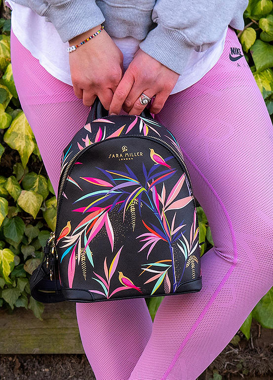 Sara Miller Black Bamboo Mini Backpack | Grattan