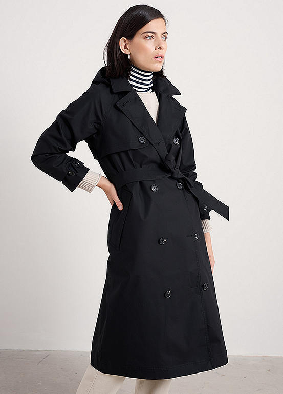 Seasalt Cornwall Black Penweathers Waterproof Trench Coat | Grattan