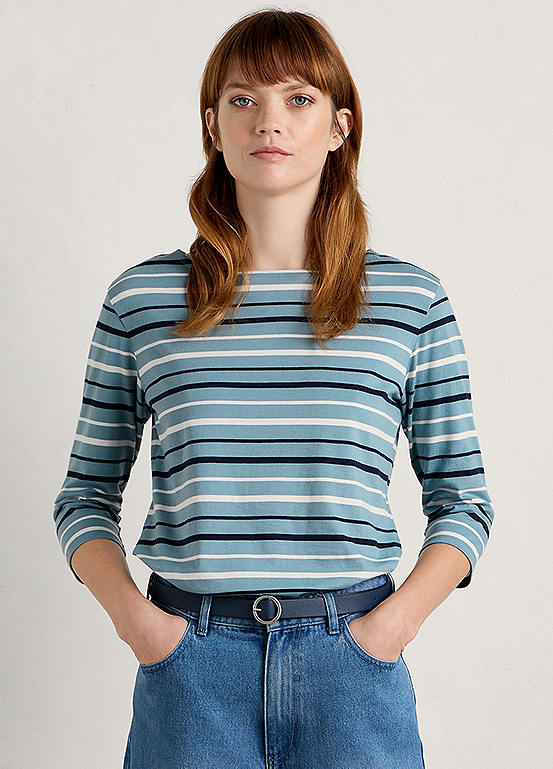 Seasalt Cornwall Blue Breton-Style Striped Sailor Top | Grattan