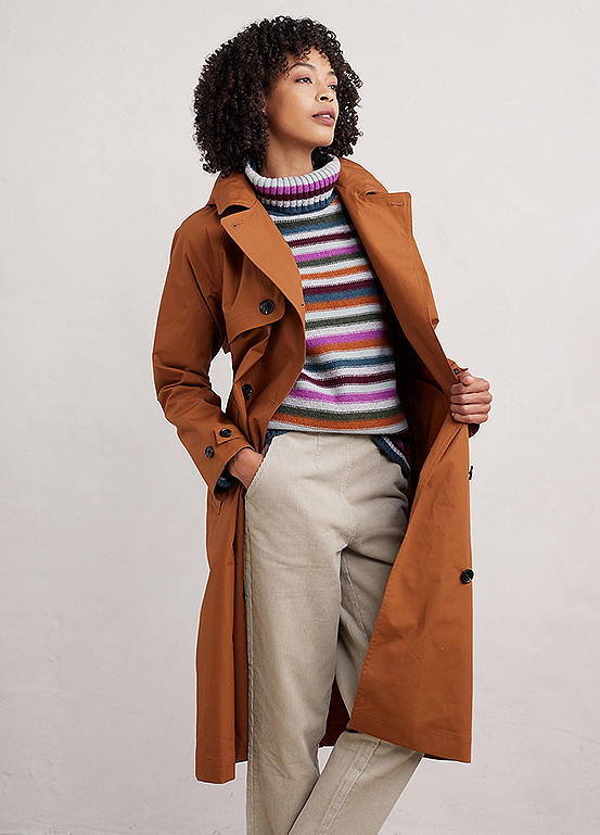 Seasalt Cornwall Brown Penweathers Waterproof Trench Coat | Grattan
