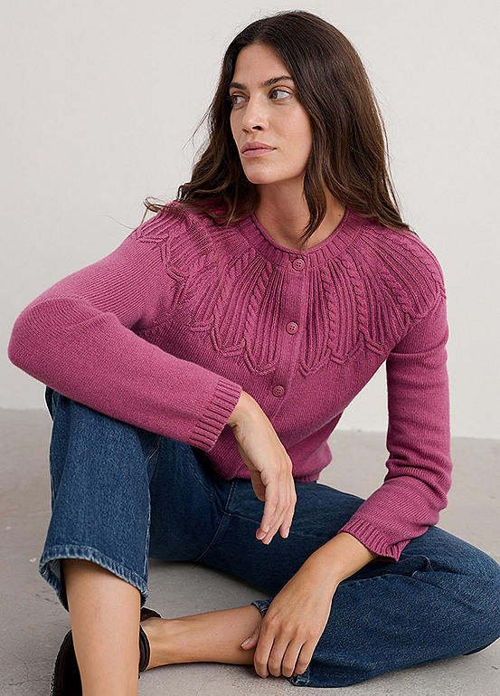 Seasalt Cornwall Pink Sand Song Cable Stitch Cardigan | Grattan