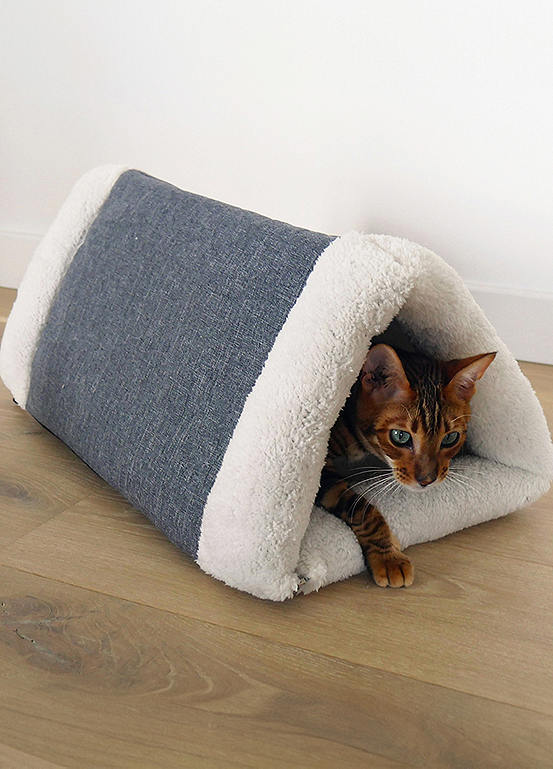 Snuggle Plush 2 In 1 Cat Comfort Den Bed by Rosewood | Grattan