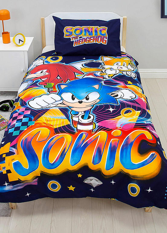 Sonic The Hedgehog Liquid Reversible Duvet Cover Set - Single | Grattan