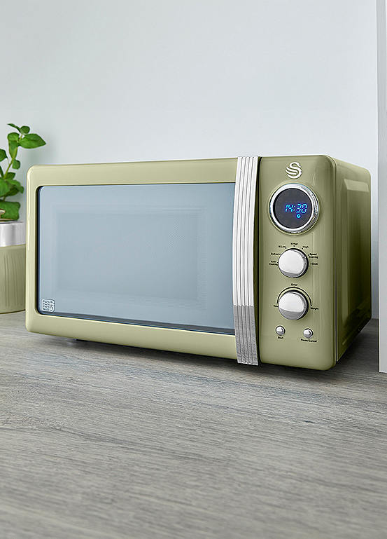 Swan SM22030GN Retro LED 20L Digital Microwave - 800W - Retro Green ...