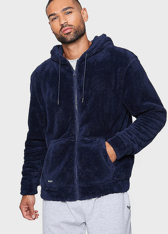 Threadbare Navy Borg Zip Through Hoodie | Grattan