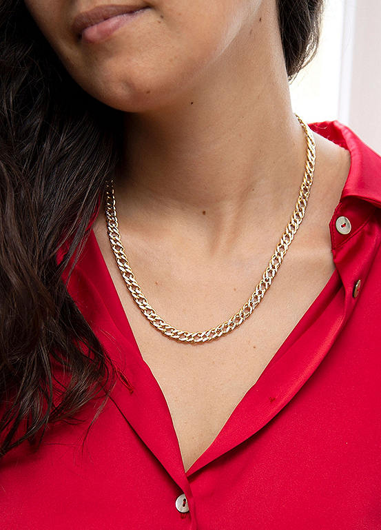 Tuscany Gold 9ct 2-Tone Diamond Cut Double Curb Chain | Grattan