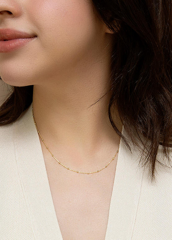 Tuscany Gold 9ct Yellow Gold Diamond Cut Ball Trace Necklace | Grattan