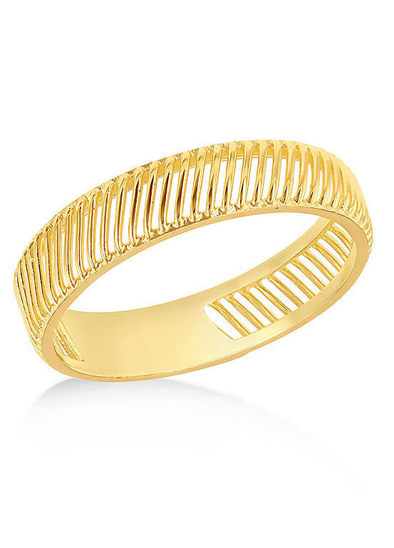 Tuscany Gold 9ct Yellow Gold Slanted Ladder Ring | Grattan