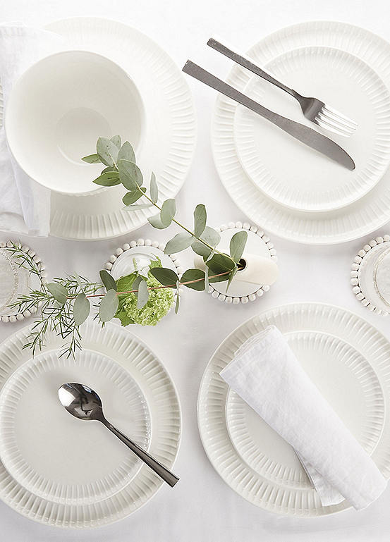 Waterside 12 Piece Premium Porcelain Textured Dinner Set | Grattan