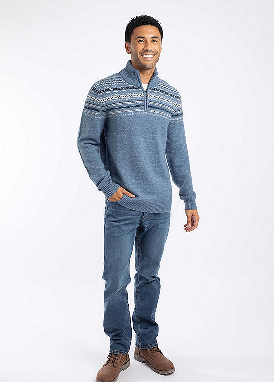 Weird Fish Larner Half Zip Fair Isle Jumper | Grattan