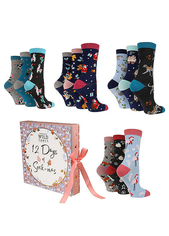 Wild Feet 12 Days of Ladies Socks Christmas Advent Calendar | Grattan