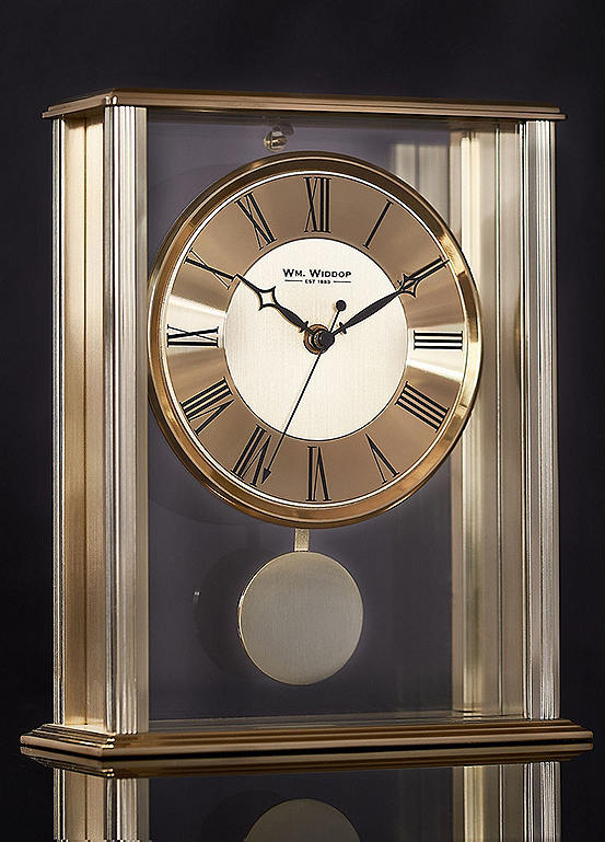 William Widdop Gold Mantel Clock with Pendulum | Grattan