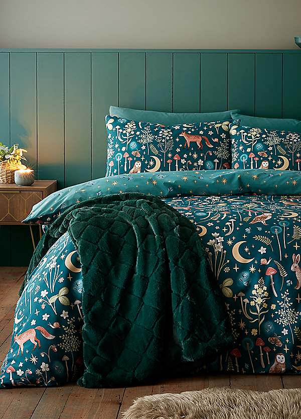 Catherine Lansfield Forest Green Enchanted Twilight Duvet Cover Set