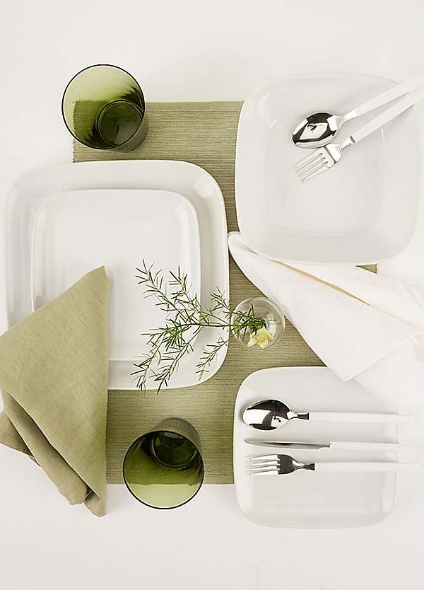 Waterside 12 Piece White Darby Square Dinner Set