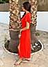 AX Paris Burnt Orange Flutter Sleeve Shirred Waist Midi Dress | Grattan