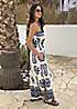 AX Paris Navy Boho Border Print Strapless Shirred Waist Midi Dress ...