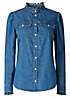 Joe Browns Popper Fastening Ruffle Collar Denim Blouse | Grattan
