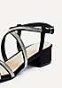 Linzi Glow Black Crossover Diamante Straps Low Block Heeled Sandals ...