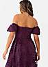 Maya Deluxe Maya Plum Bardot Puff Short Sleeve Lace Midi Dress | Grattan