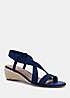 Novo Wide Fit Brody Navy Elastic Cross Front Low Wedge Sandals | Grattan