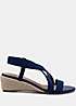 Novo Wide Fit Brody Navy Elastic Cross Front Low Wedge Sandals | Grattan