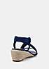 Novo Wide Fit Brody Navy Elastic Cross Front Low Wedge Sandals | Grattan