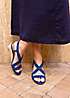 Novo Wide Fit Brody Navy Elastic Cross Front Low Wedge Sandals | Grattan