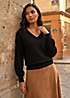 Roman Plain Stretch V-Neck Longline Jumper | Grattan