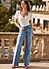 Sosandar Mid Blue Wide-Leg Jeans | Grattan