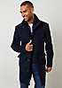 Threadbare Navy Faux Wool Mock Layer Longline Utility Coat | Grattan