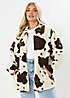 Yours Curve Cow Print Teddy Borg Jacket | Grattan